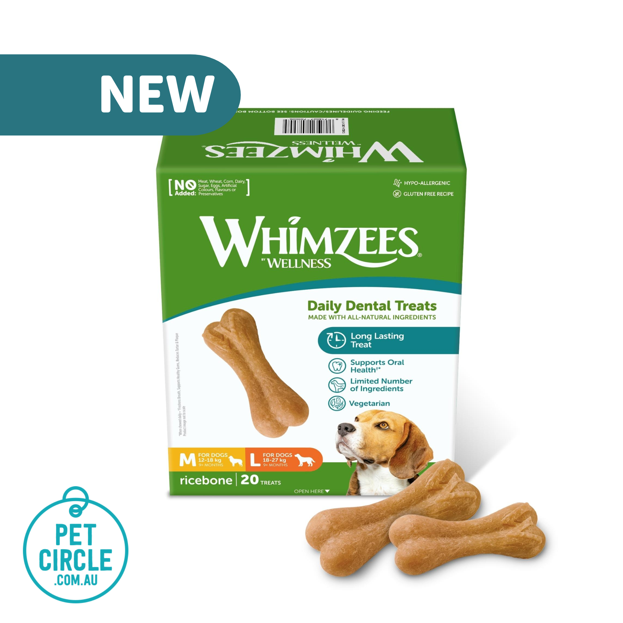 Rice Bone ALL NATURAL DAILY DENTAL TREAT FOR DOGS - WHIMZEES AU NZ